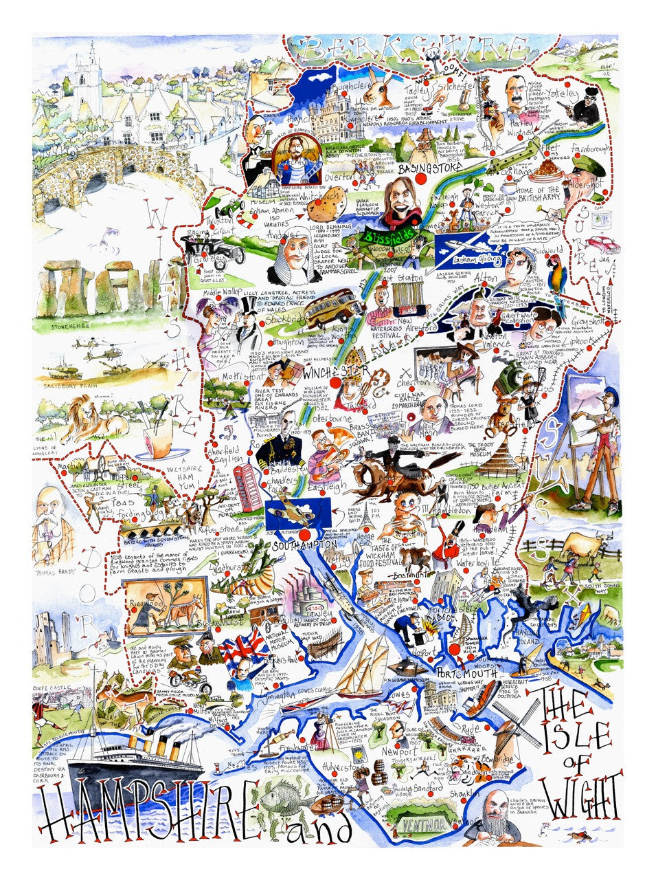 MAP OF HAMPSHIRE and THE ISLE OF WIGHT – Tim Bulmer | Humorous Cartoons ...