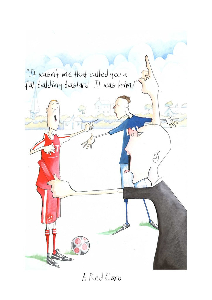 A Red Card – Tim Bulmer | Humorous Cartoons for all occasions signed by ...